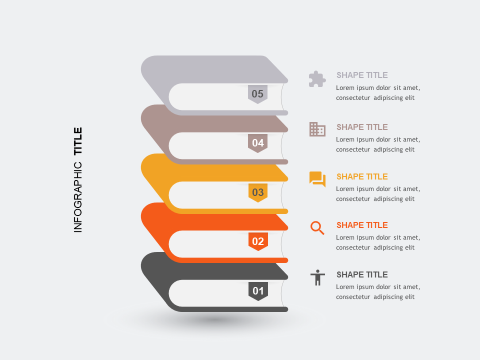 Vertical Book Stack PowerPoint Templates - PowerPoint Free