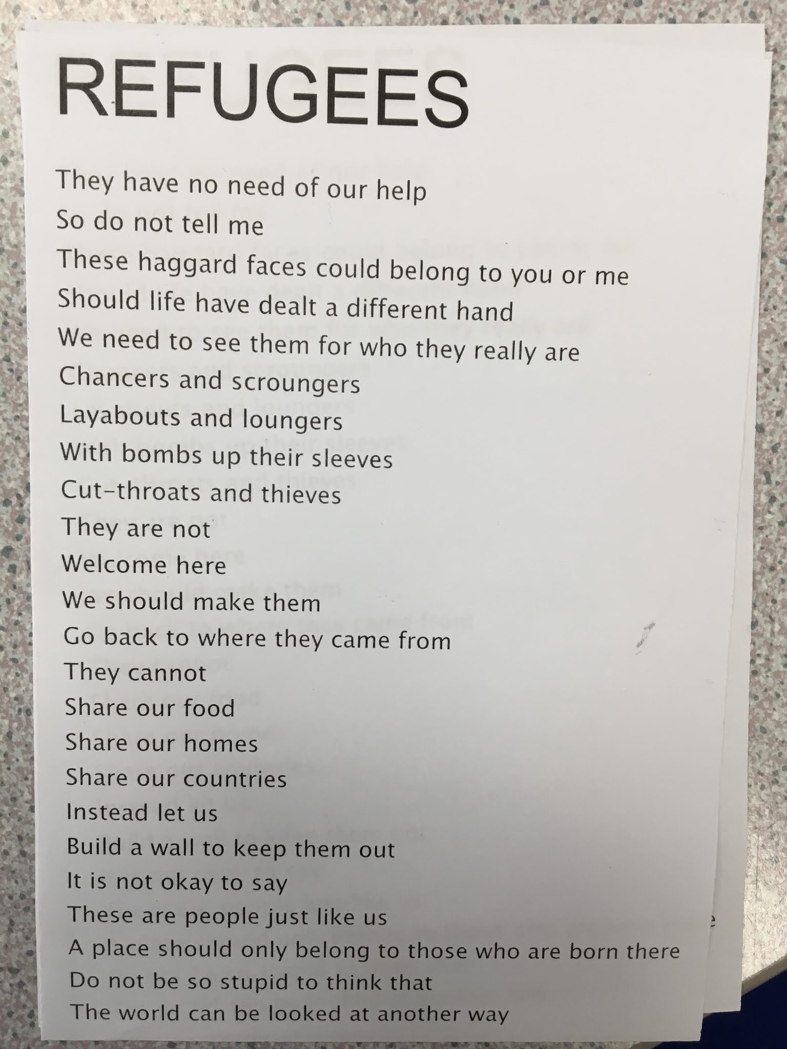 #9 WRITING PROJECT Refugees - Part 1.