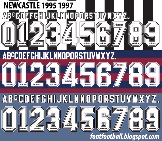 FONT FOOTBALL: Font Vector Newcastle United 1995 1997 kit