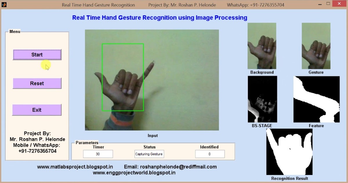 Hand Gesture Recognition using image processing matlab project with ...