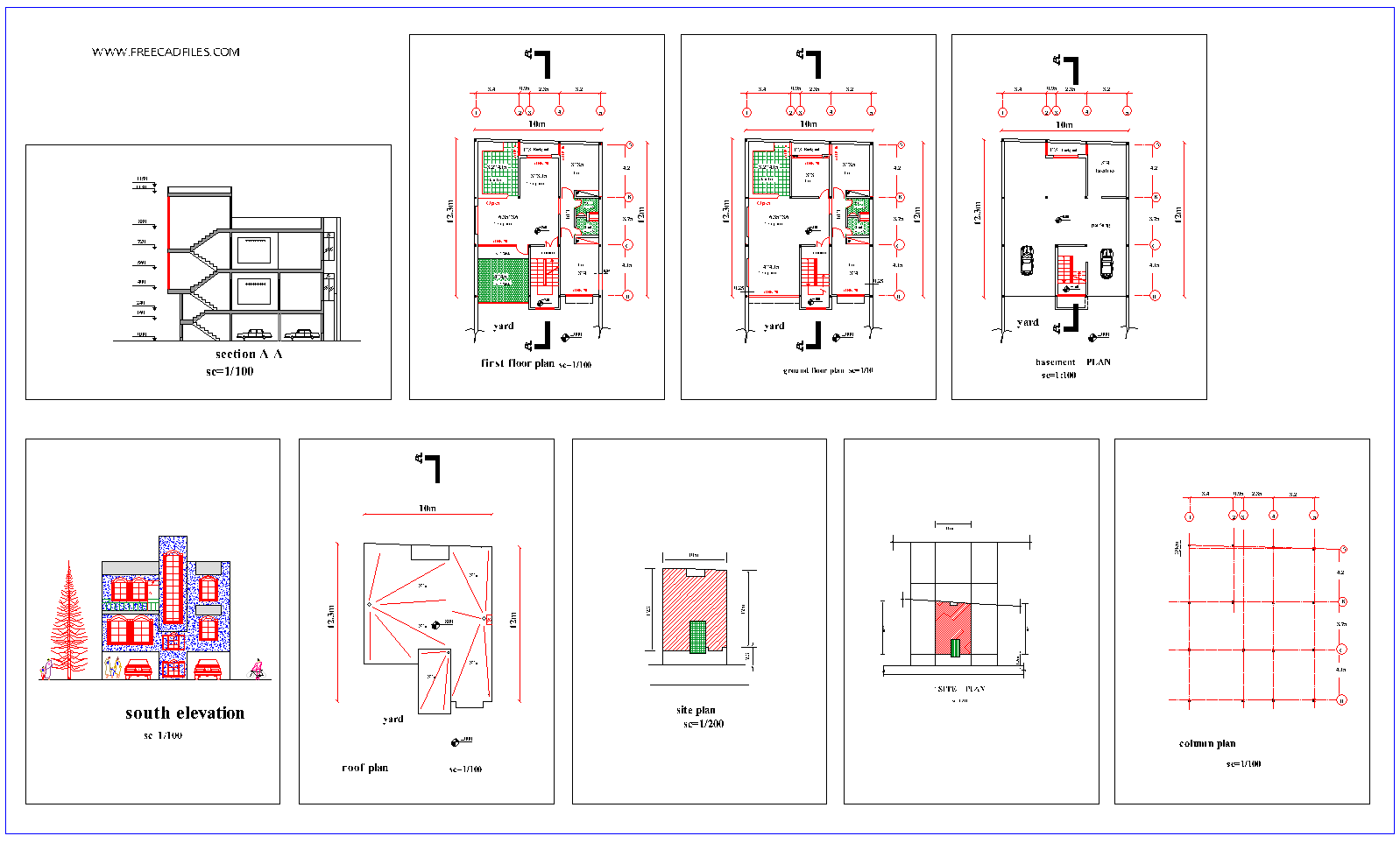 Two-storey house of 120 sq.me 10 * 12 DWG