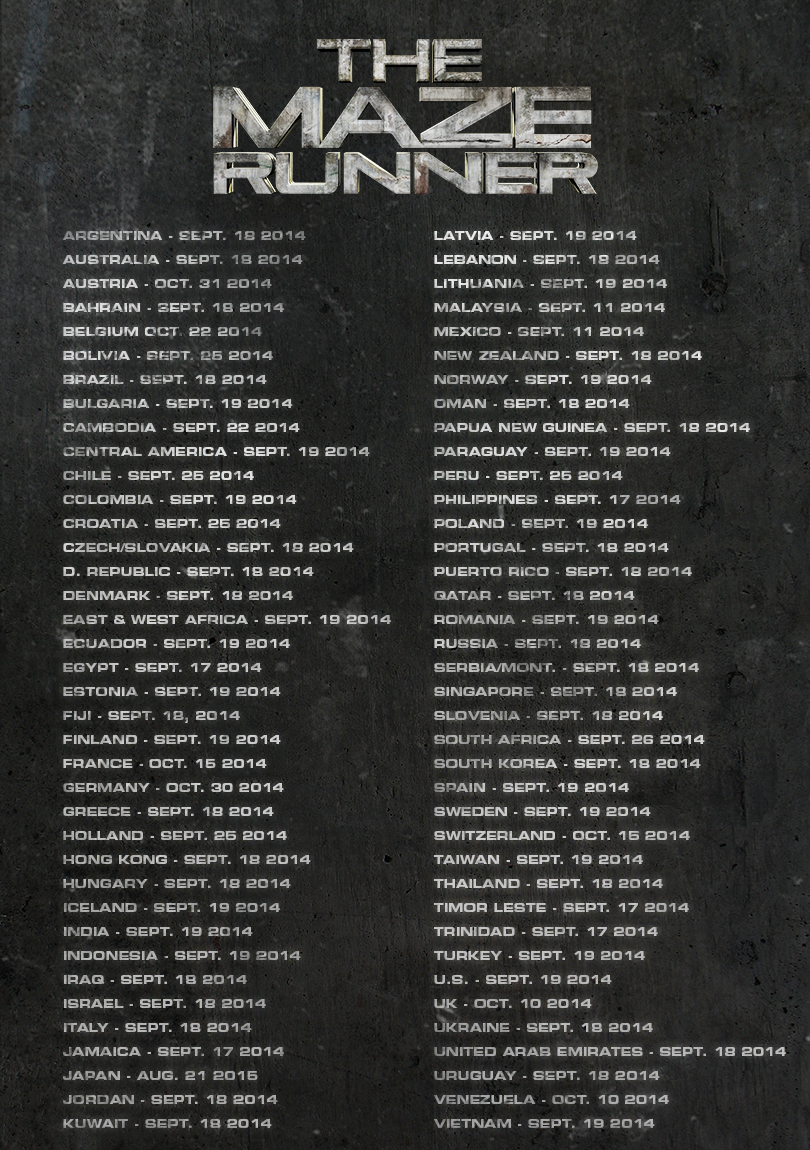 The Maze Runner Blog: Release dates