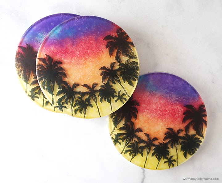 Resin Sunset Coasters | artsy-fartsy mama