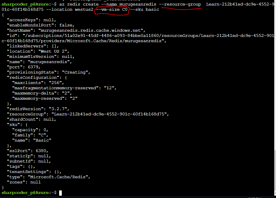 Murugesa Pandian: Azure Cache for Redis - CLI command Murugesa Pandian: Azure Cache for Redis - CLI command