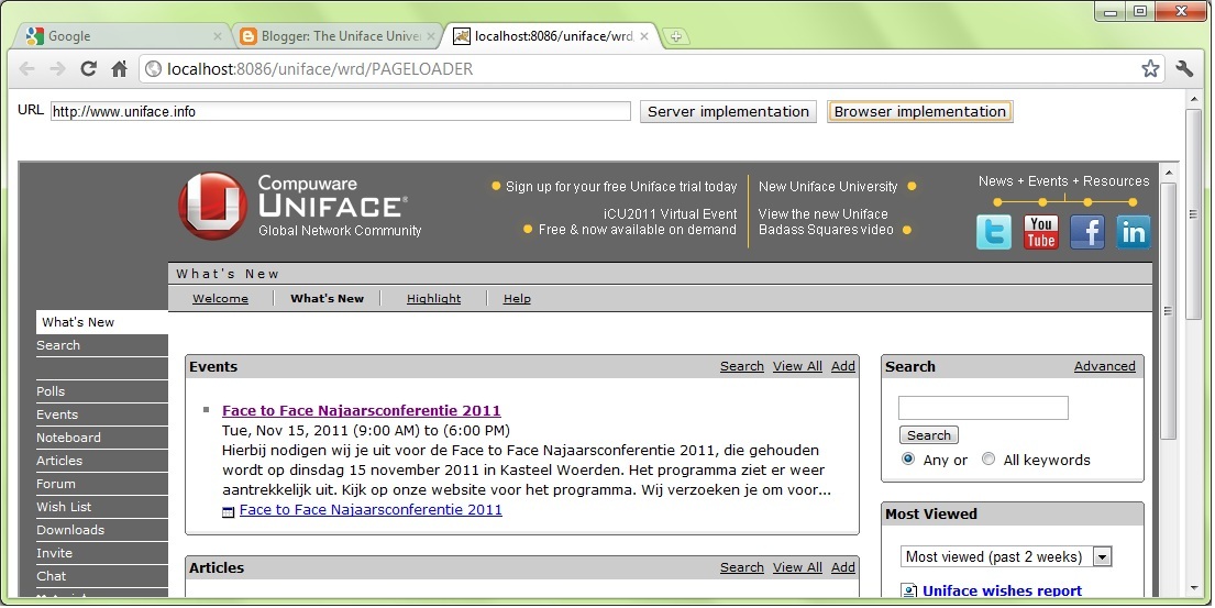 The Uniface Universe: Sample for iframe on DSP