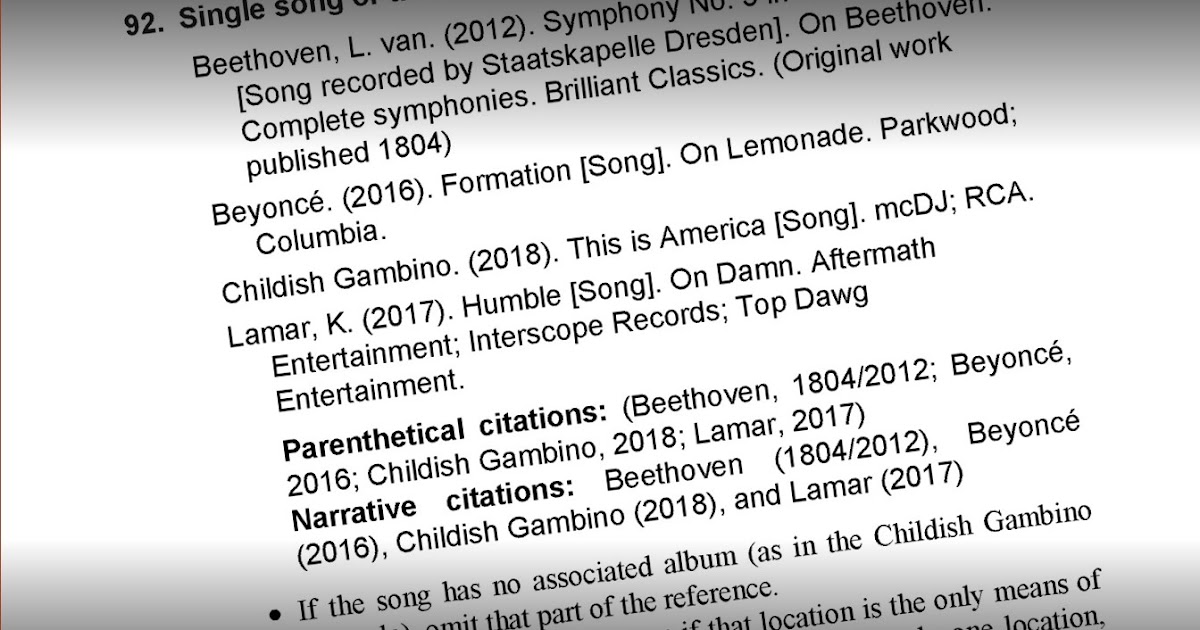 Sam Young: Citing a song in APA format
