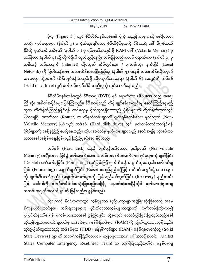 Digital Forensics ( Written By U Tin WIn Hlaing)