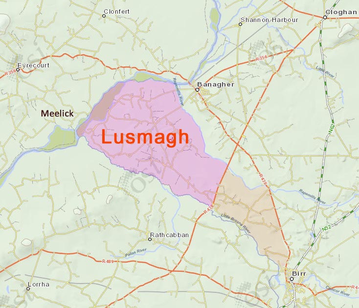 Lusmagh, County Offaly, Ireland: Lusmagh - location map