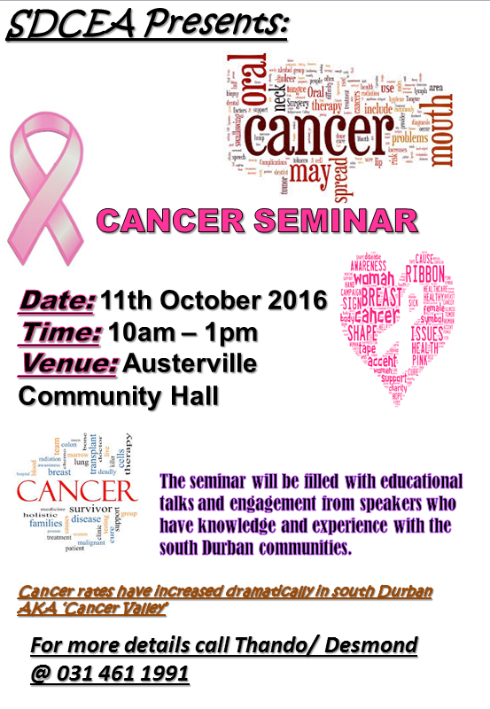 Cancer Seminar – 11 October 2016 – SDCEA