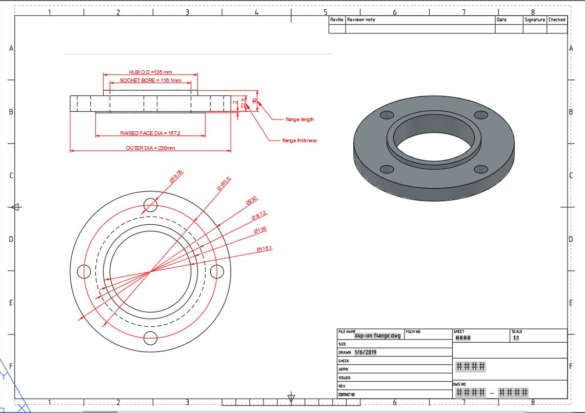 AUTOCAD NETWORK: Slip-on Flange