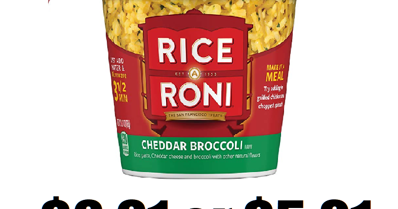 12 Pack of Rice a Roni Cups, Cheddar Broccoli, Microwaveable Individual ...