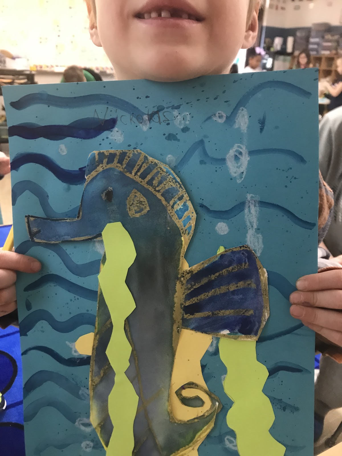 Elements of the Art Room: 1st grade Eric Carle inspired seahorses