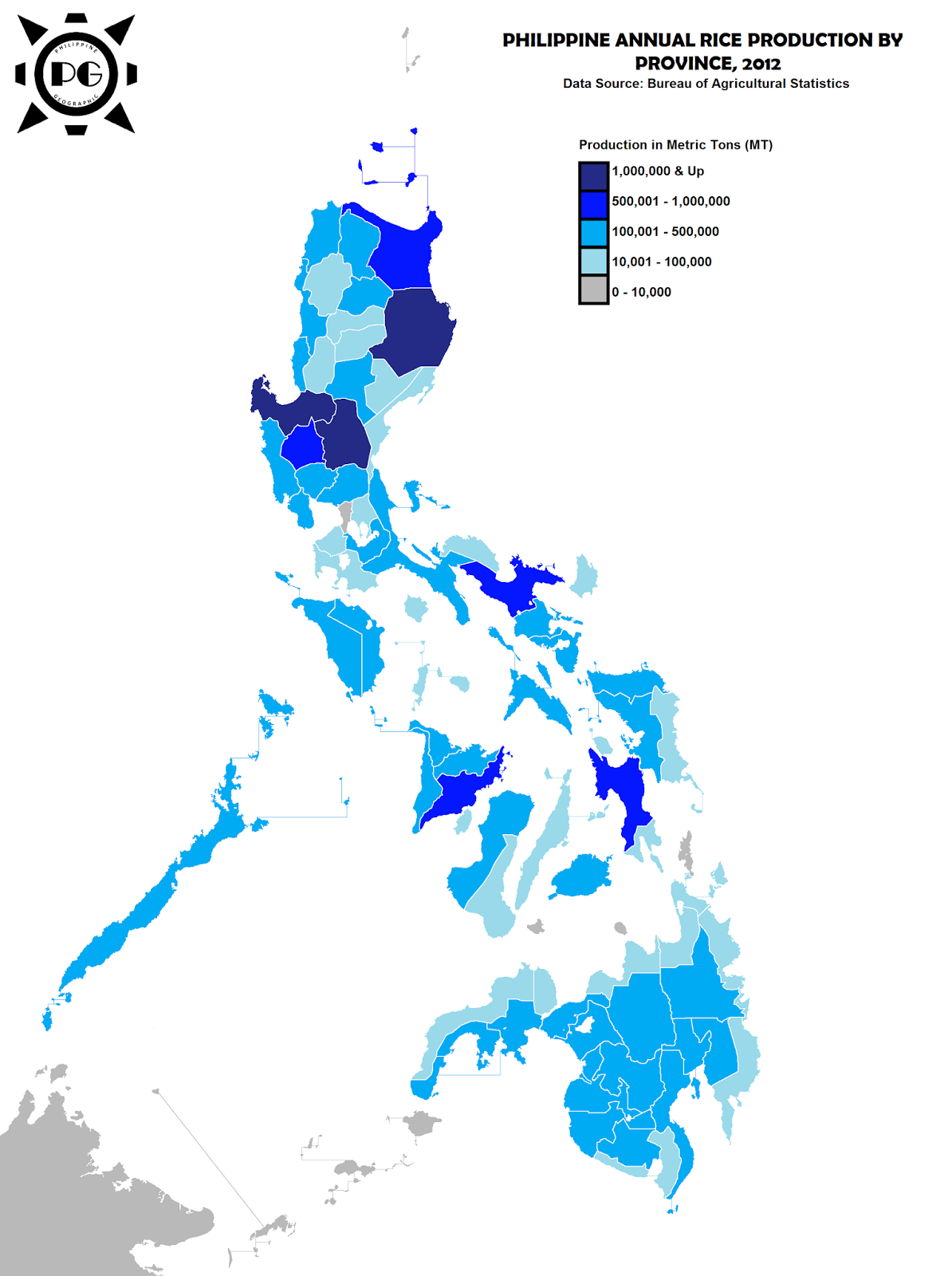 Philippine Geographic: Philippine Annual Rice Production by Province, 2012