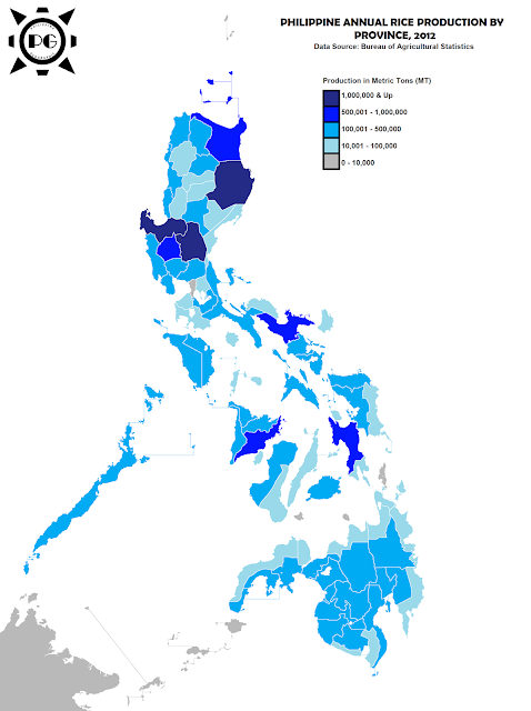 Philippine Geographic: Philippine Annual Rice Production by Province, 2012