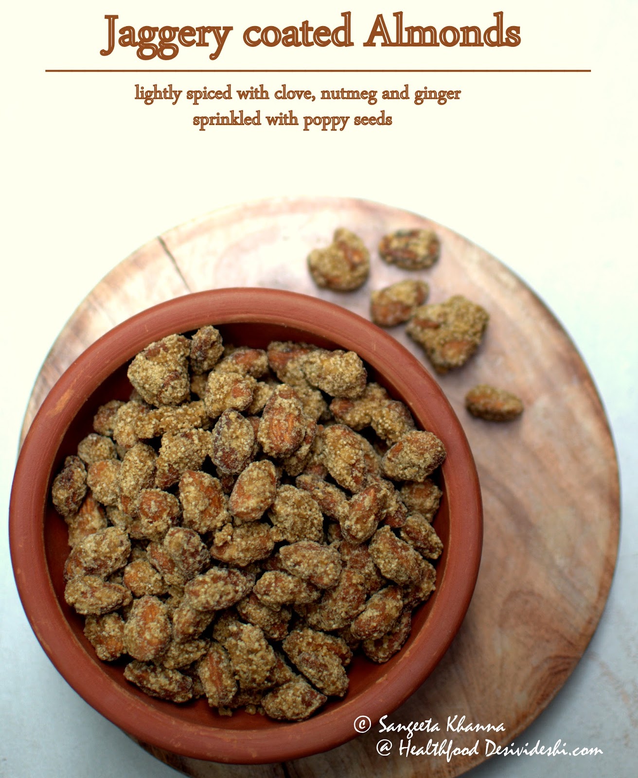 jaggery coated almonds | easy to make natural unprocessed snack