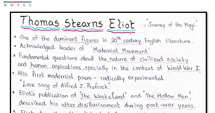 EBV NOTES: "Journey of the Magi" | T. S. Eliot | Short Exam Notes