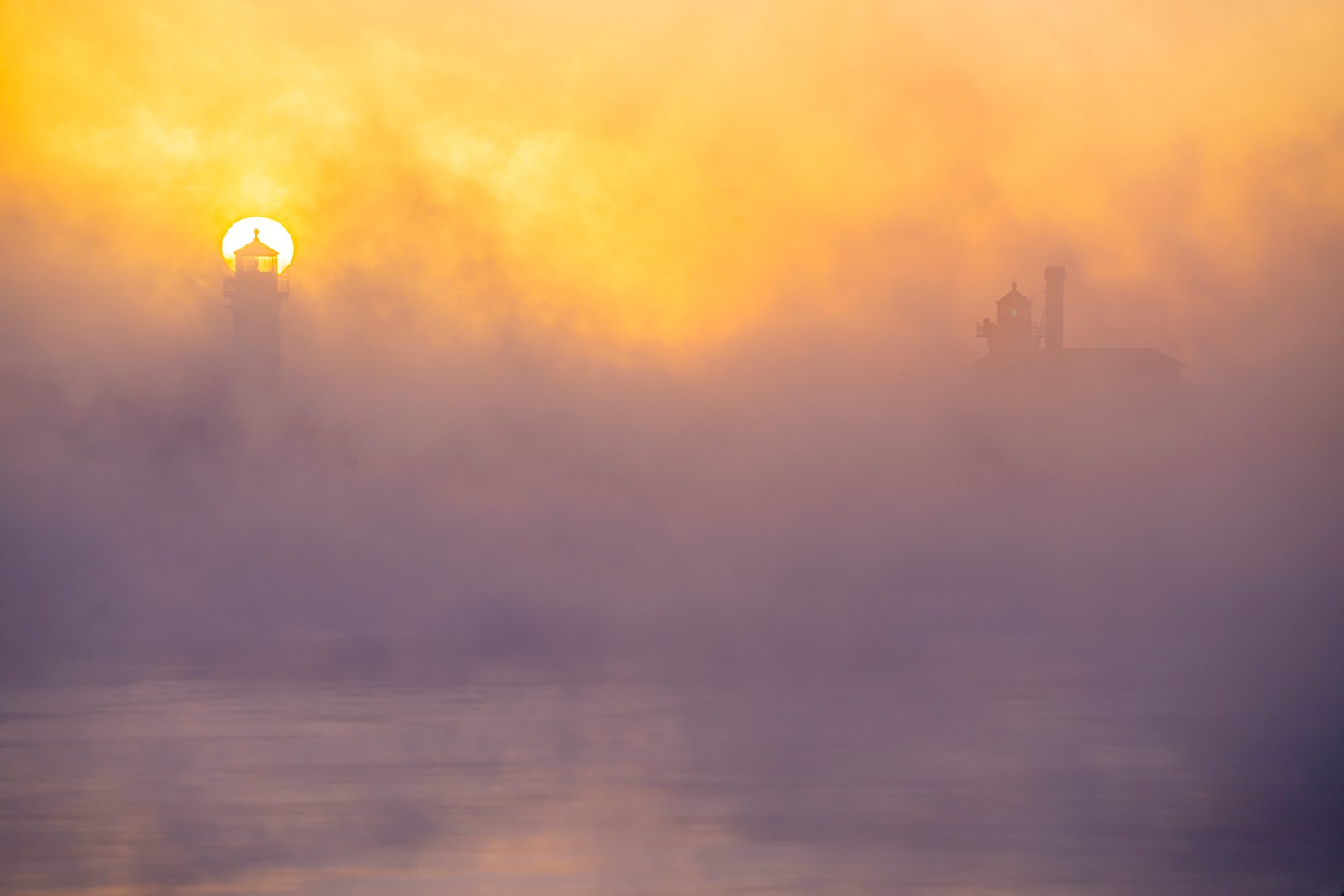 Duluth Harbor Cam: Sea Smoke and Lighthouses