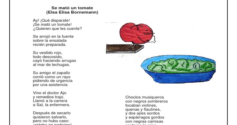 Biblioteca Escuela 13 DE 21 "Salvador Merlino": Poesía "Se mató un tomate"