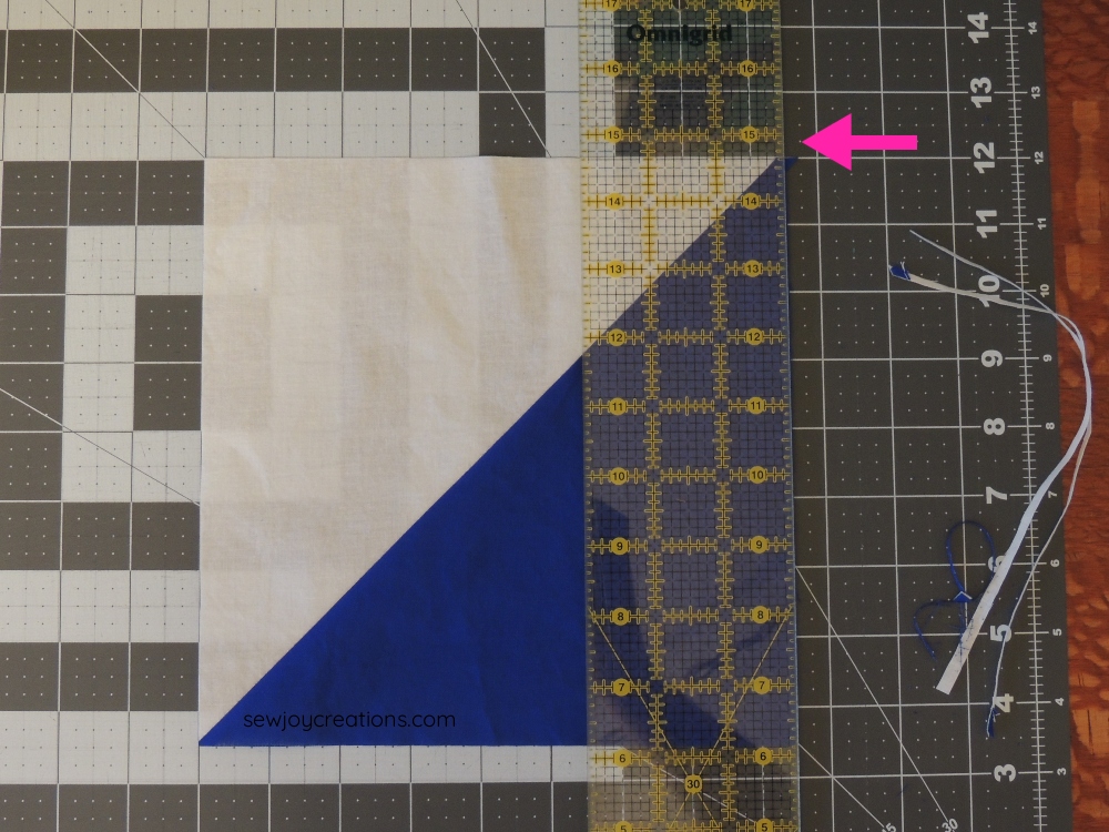 Sew Joy: Two ways to trim large Half Square Triangles without a square ...