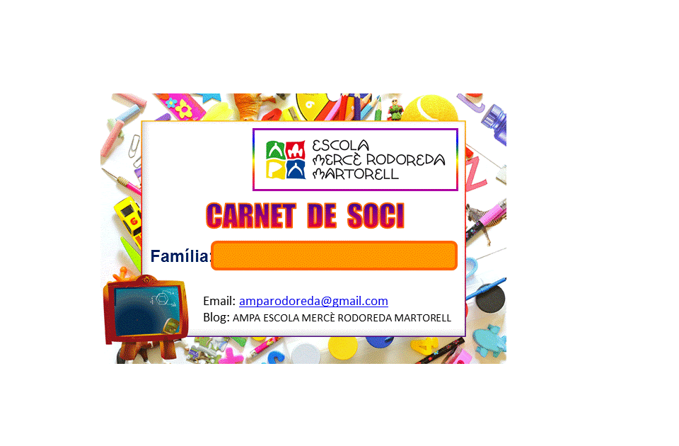 AMPA Escola Mercè Rodoreda Martorell: CARNET SOCI AMPA 2021-22