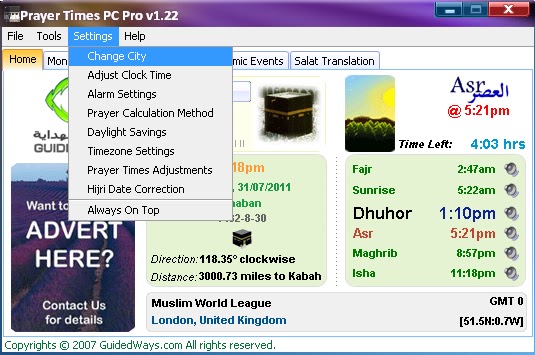 Download Prayer Time PC Pro 1.22, Software Pengingat Azan - Biologizone