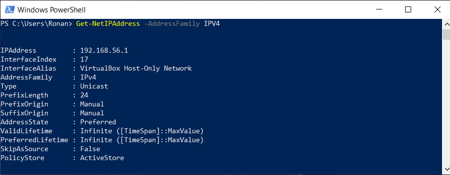 Obtenir l'adresse IP avec PowerShell