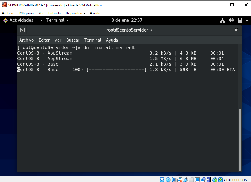 APLICACIONES DE SISTEMAS OPERATIVOS: INSTALAR MARIADB EN CentOS 8