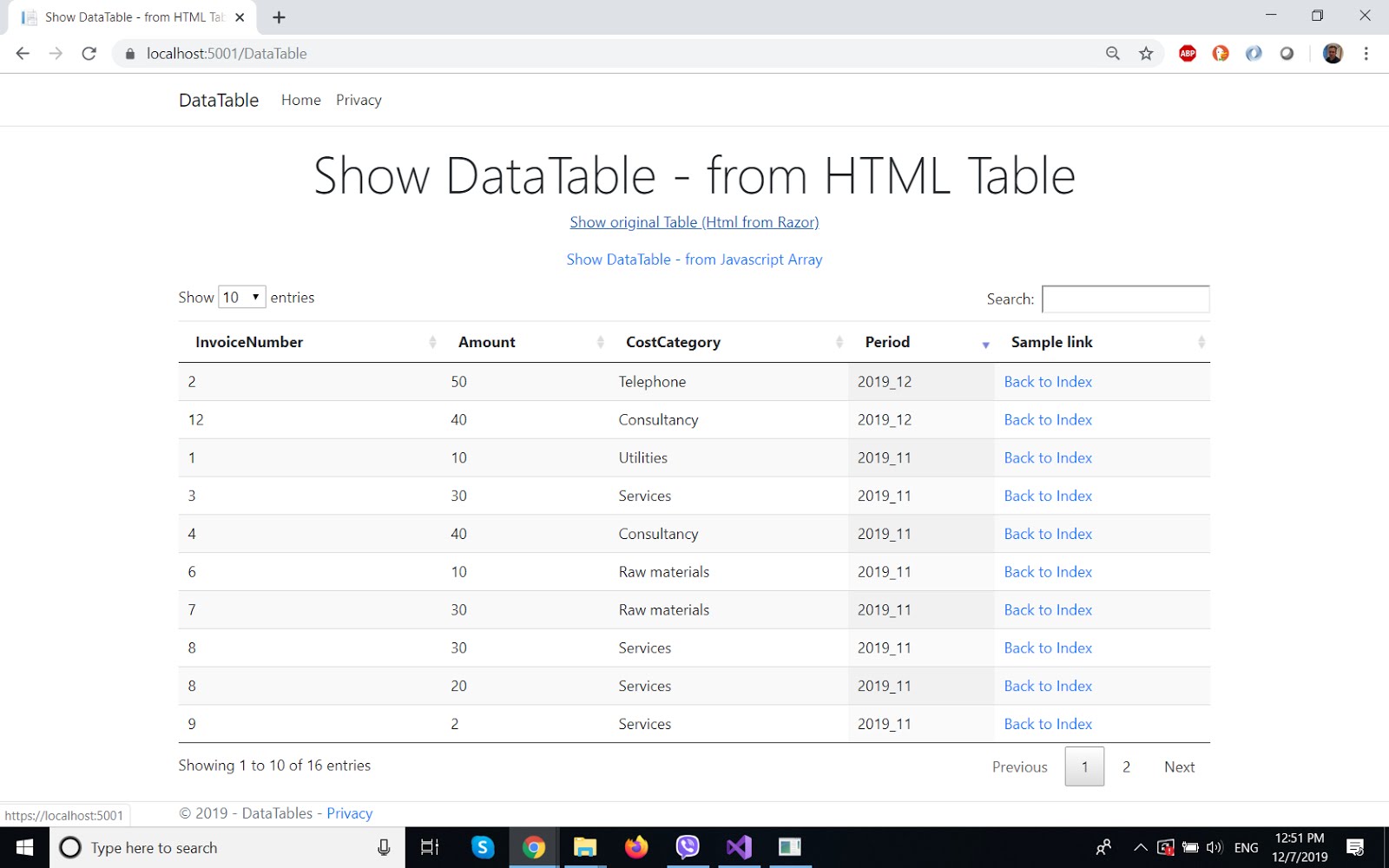 My Developer Journey Datatable Js Tutorial For Core Razor Pages Application Part 1