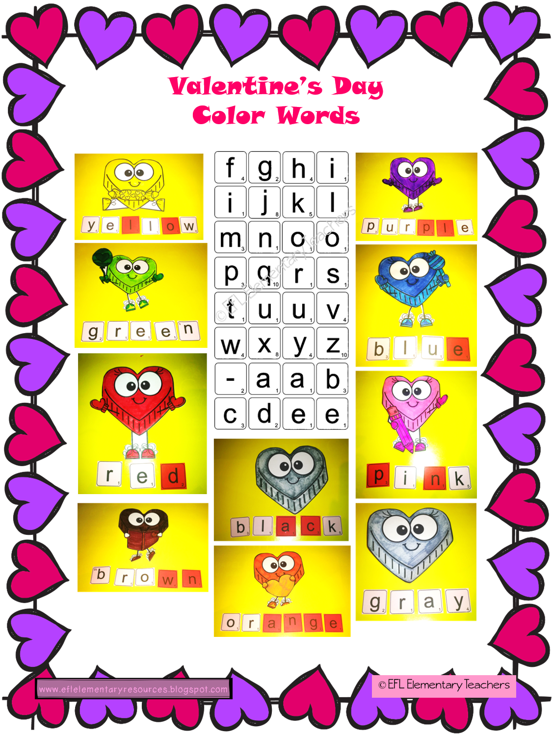 EFL Elementary Teachers: Valentine's Day colors