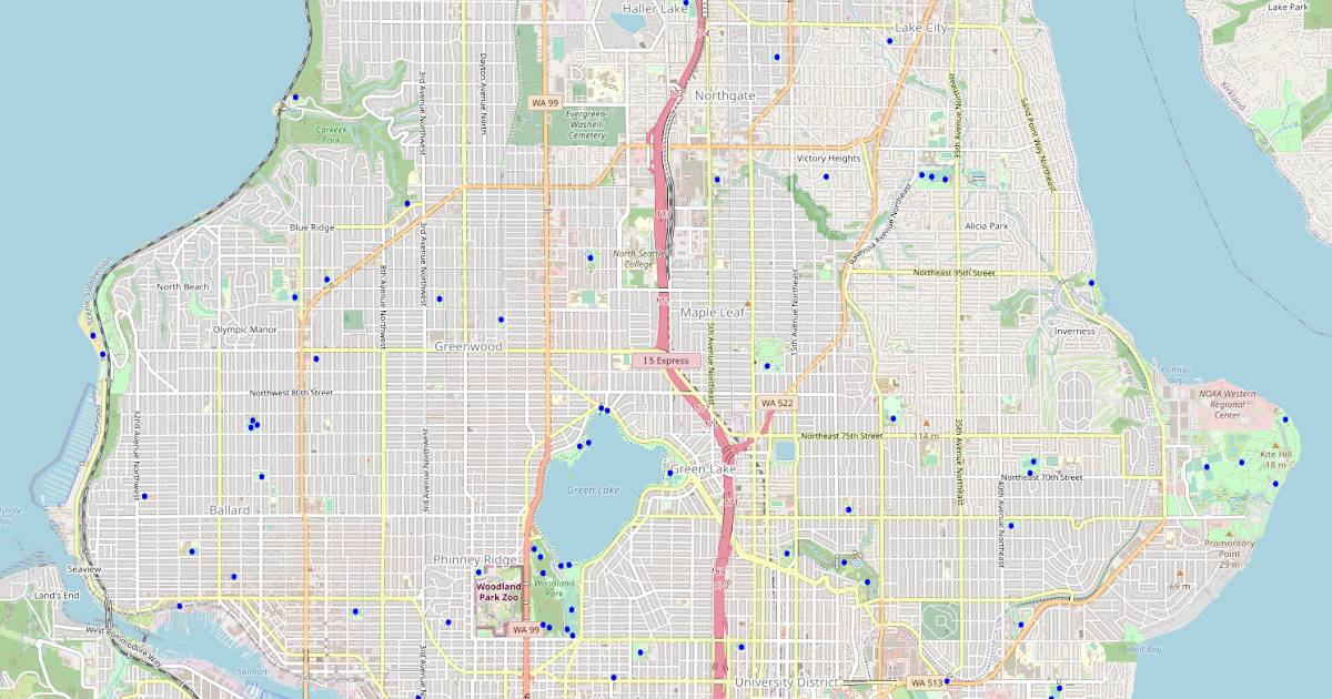 My Seattle Parks Diary: Public Water Fountains in North Seattle: Some Maps
