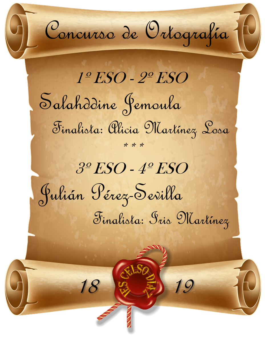 Plan Lector IES Celso Díaz: Ganadores del Concurso de Ortografía