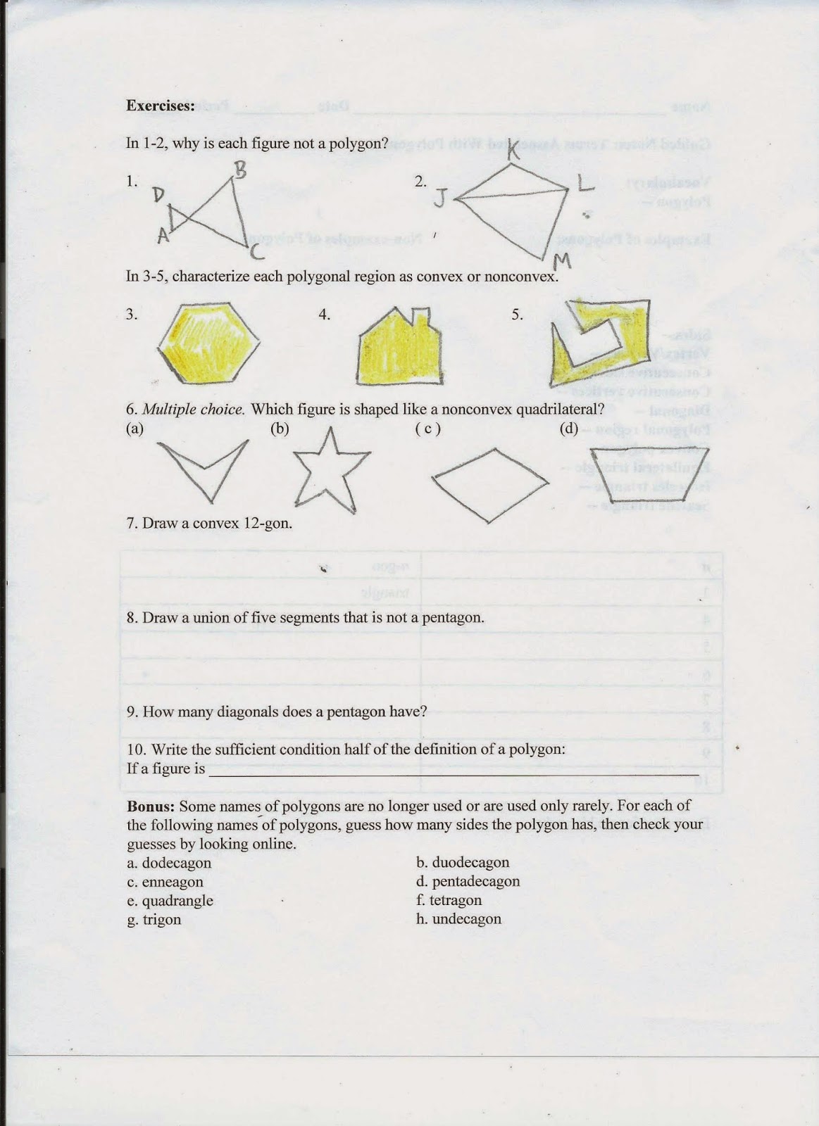 Geometry, Common Core Style: Lesson 2-7: Terms Associated with Polygons ...