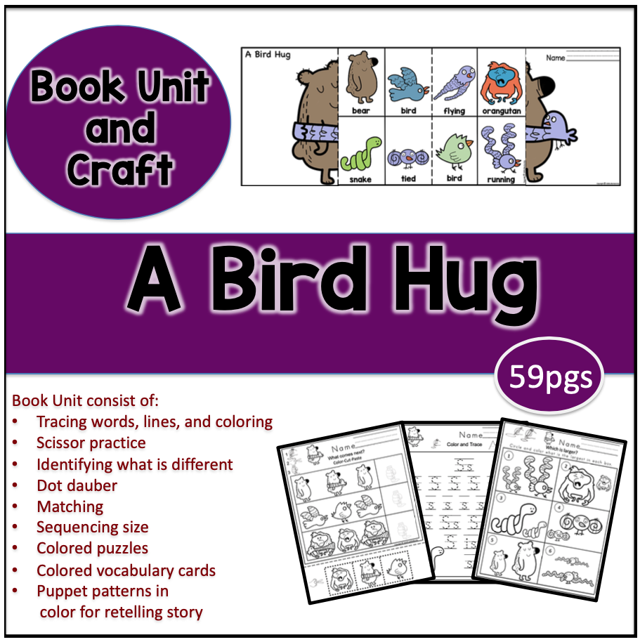 A BIRD HUG BOOK UNIT AND CRAFT ~ Book Units by Lynn