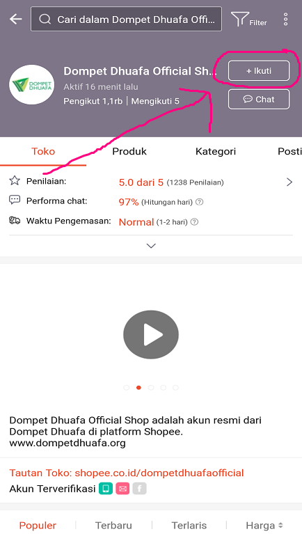 Cara Follow Penjual di Marketplace Shopee - Tutorial di Shopee