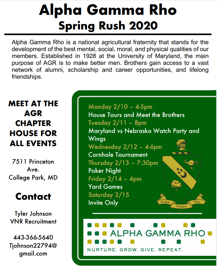 AGNR Undergraduate Blog: Alpha Gamma Rho Spring Rush Events