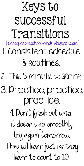 Engaging Preschool Minds... & Hearts: Transitions, transitions ...