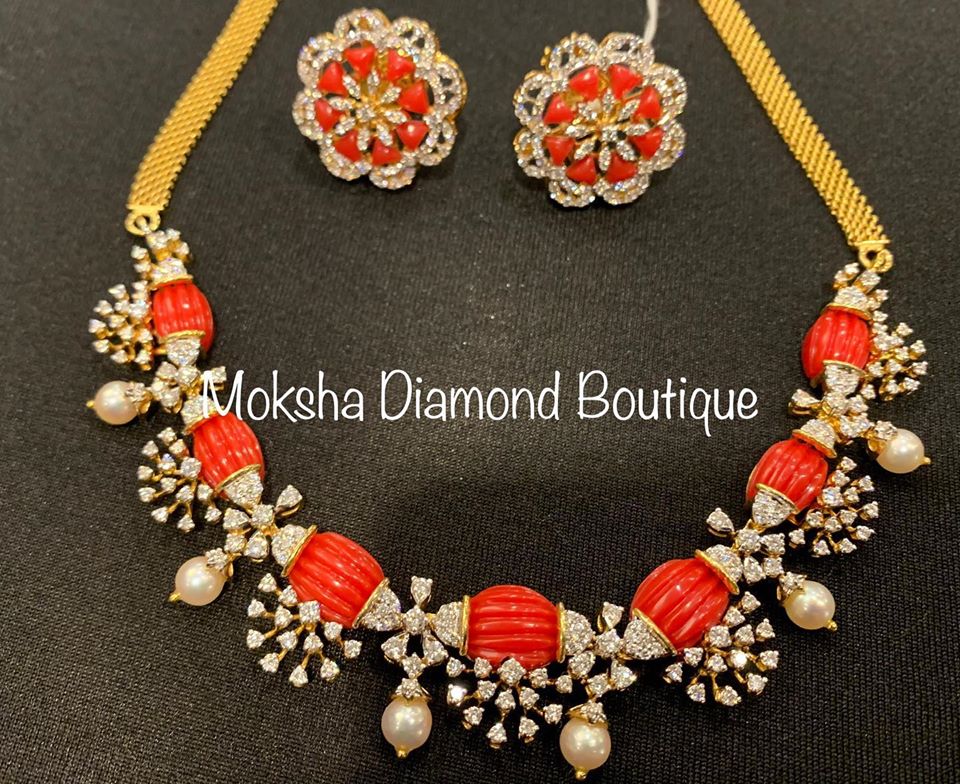 Coral Necklaces by Moksha Diamonds - Jewellery Designs