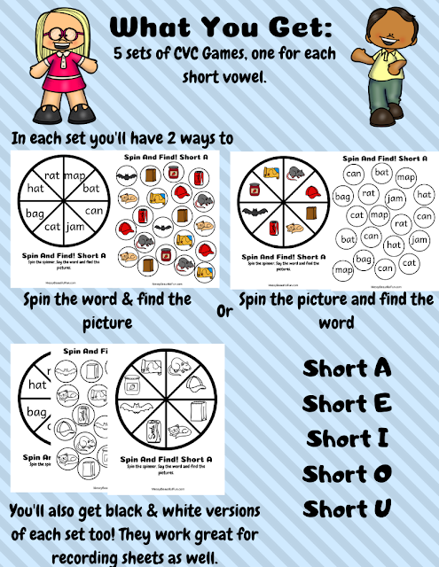 Messy, Beautiful, Fun: Spin And Find CVC Words Printable Pack