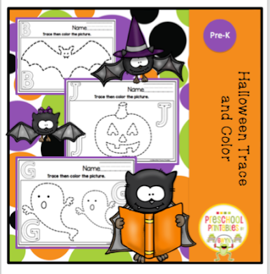 Halloween Trace and Color Pictures Easy ~ Preschool Printables