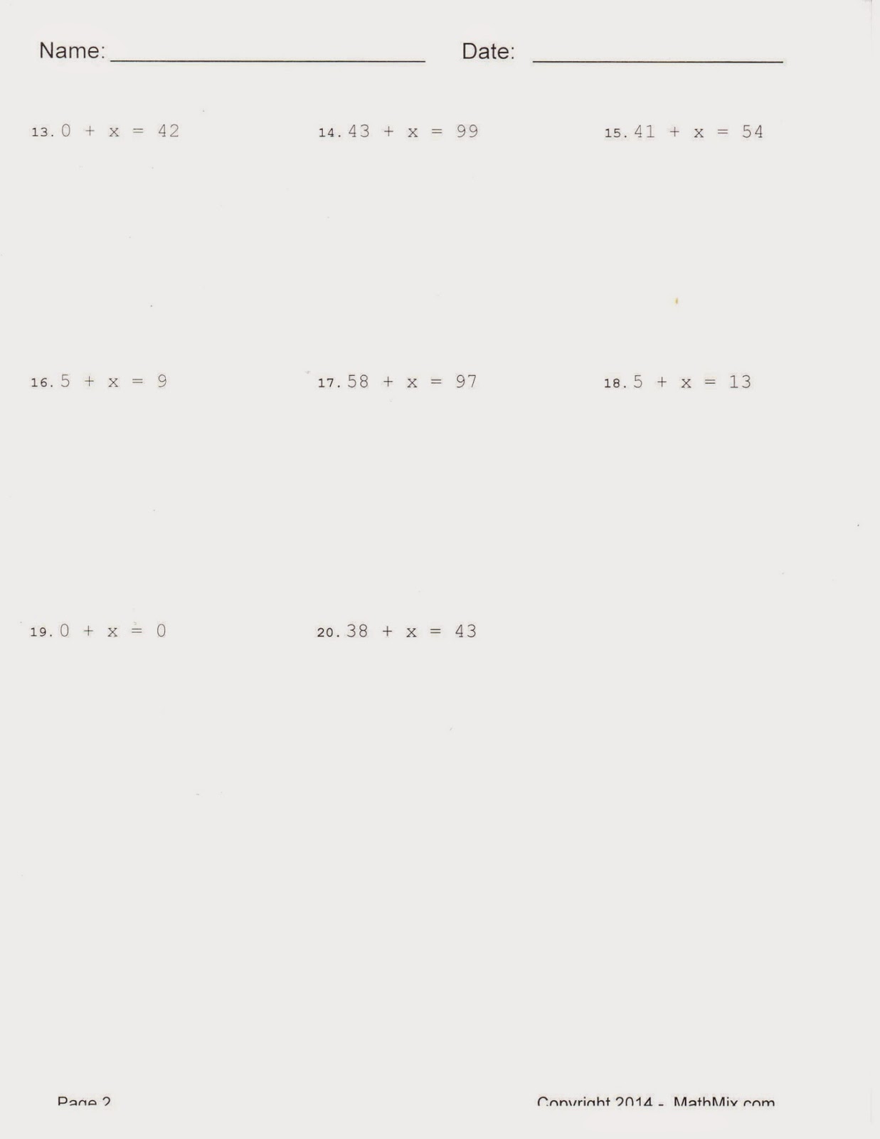 Mrs. White's 6th Grade Math Blog: ADDITION EQUATIONS - HOMEWORK 11/19/2014