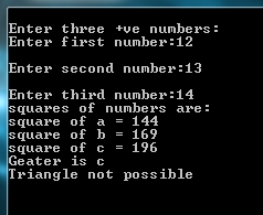 Code Box C++: Program to take 3 positive integers as input and verify ...