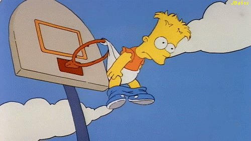 The Simpsons: Bart Simpson colgado en el aro