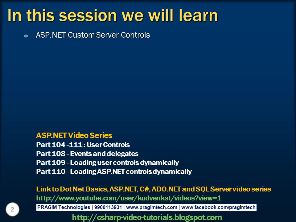 Sql Server Net And C Video Tutorial Part 112 Custom Server Controls