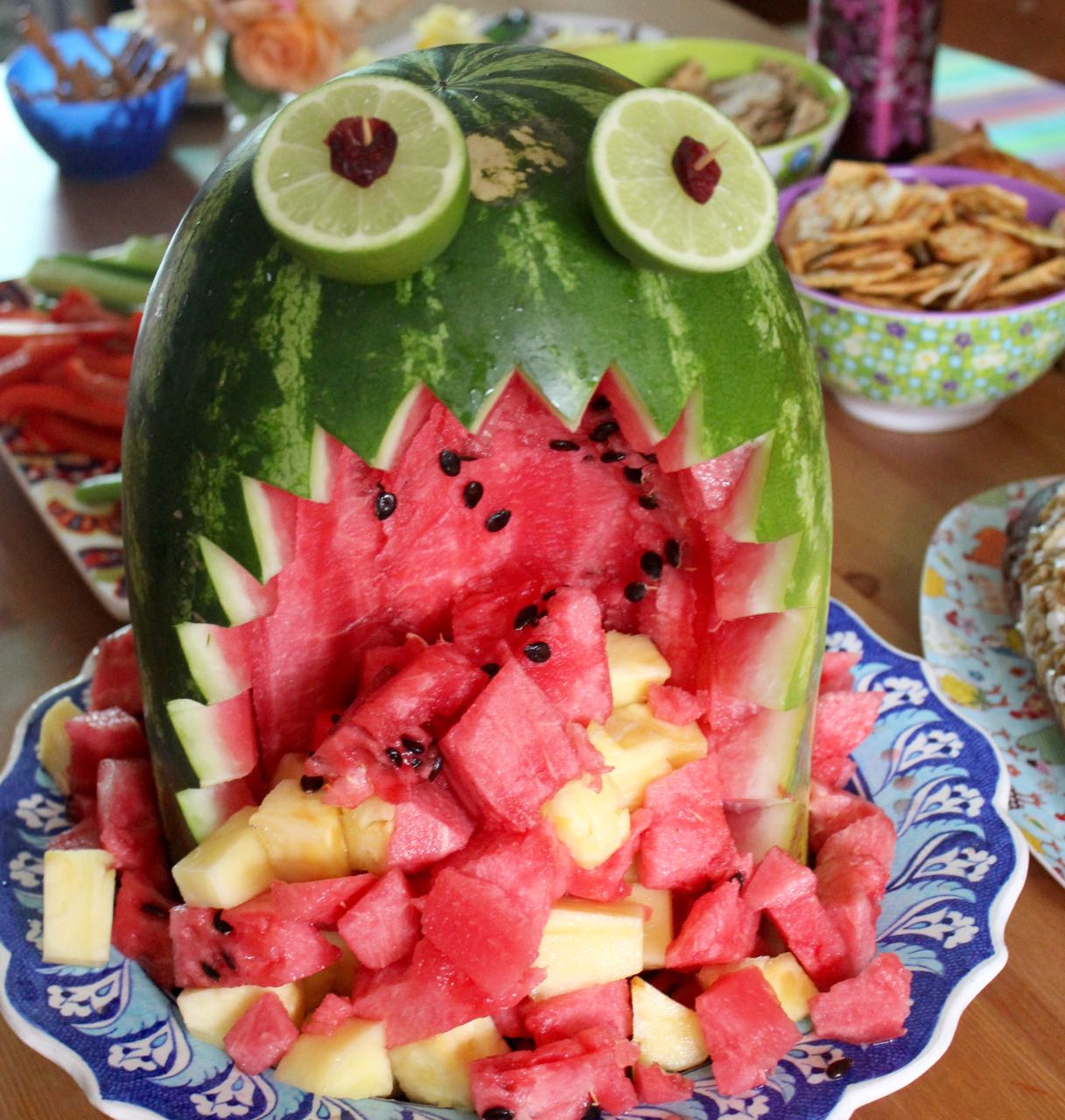 Green Gourmet Giraffe: A Halloween lunch with a watermelon monster
