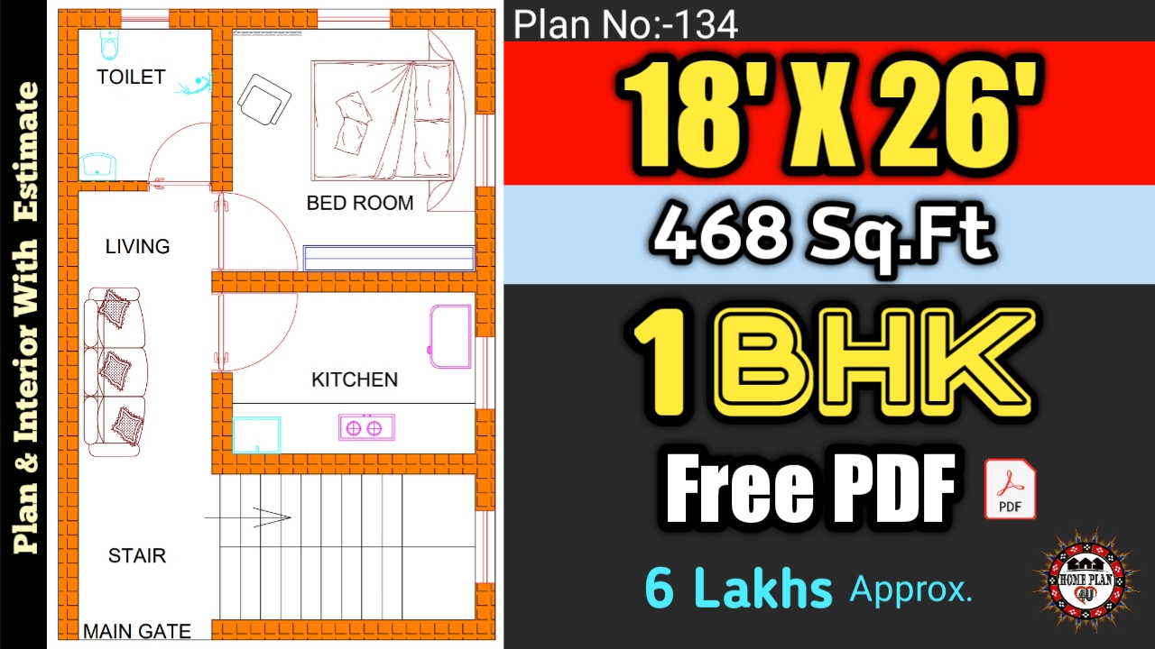 18 X 26 HOUSE PLANS || 18 X 26 FLOOR PLAN || PLAN NO :- 134