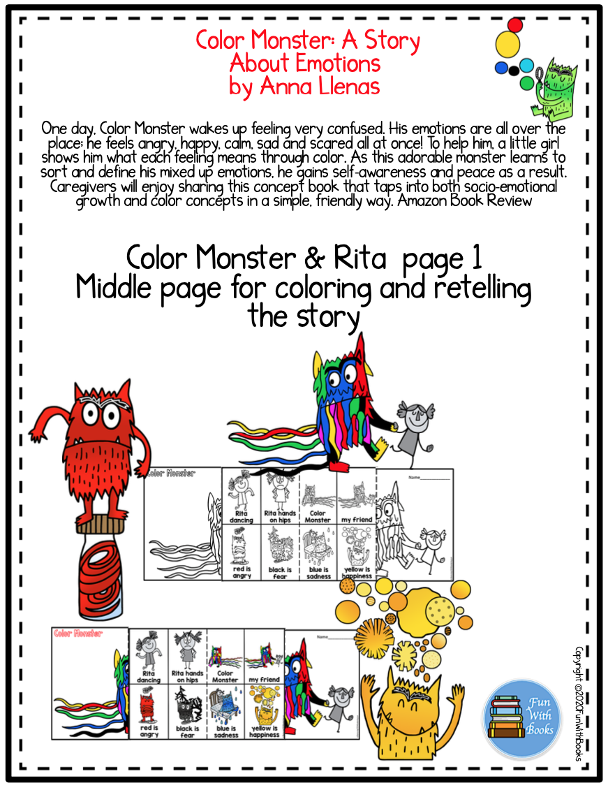 COLOR MONSTER: A STORY ABOUT EMOTIONS BOOK CRAFT ~ Book Units by Lynn