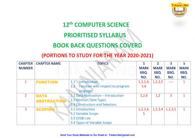 12th Standard - Computer Science - Reduced Portions - 2021 - Mr ...