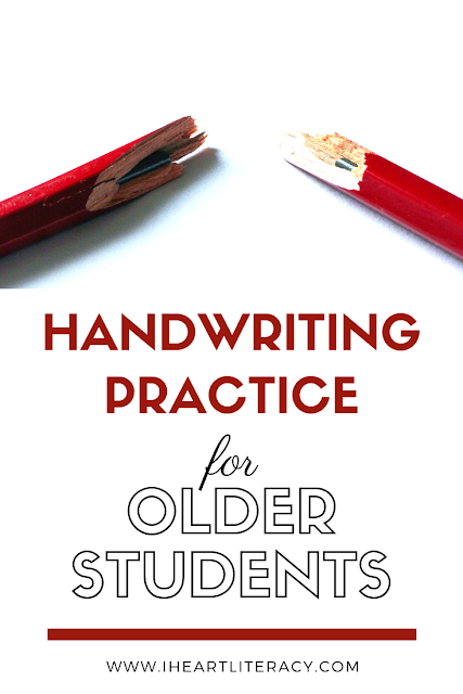 Handwriting Practice for Older Students - iHeartLiteracy