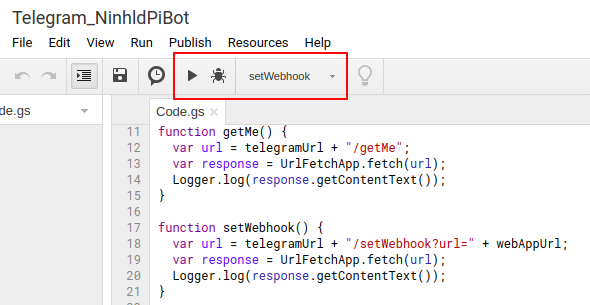 Google Apps Script and Telegram bot