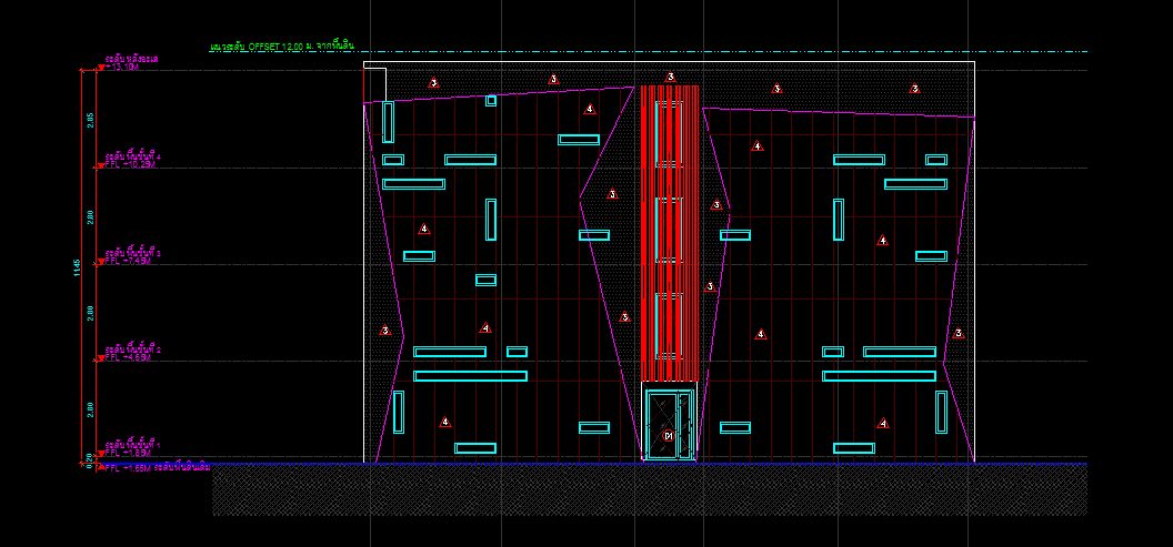 งานเขียนแบบ AutoCAD: แจกฟรี อาคารพักอาศัย 4 ชั้น สไตล์โมเดิร์น